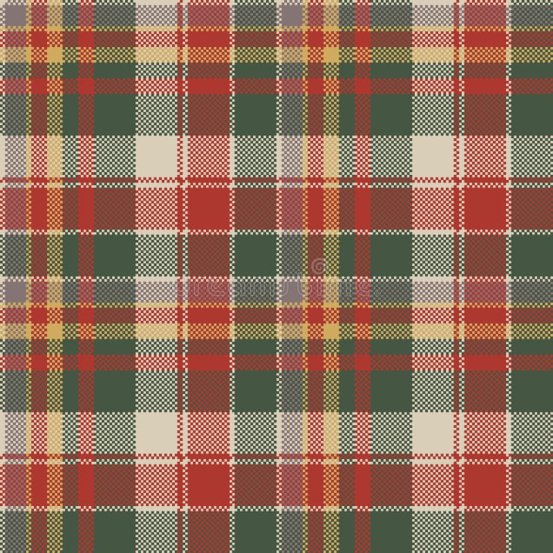 Pixel Fabric Texture Classic Plaid Seamless Pattern Stock Vector ...