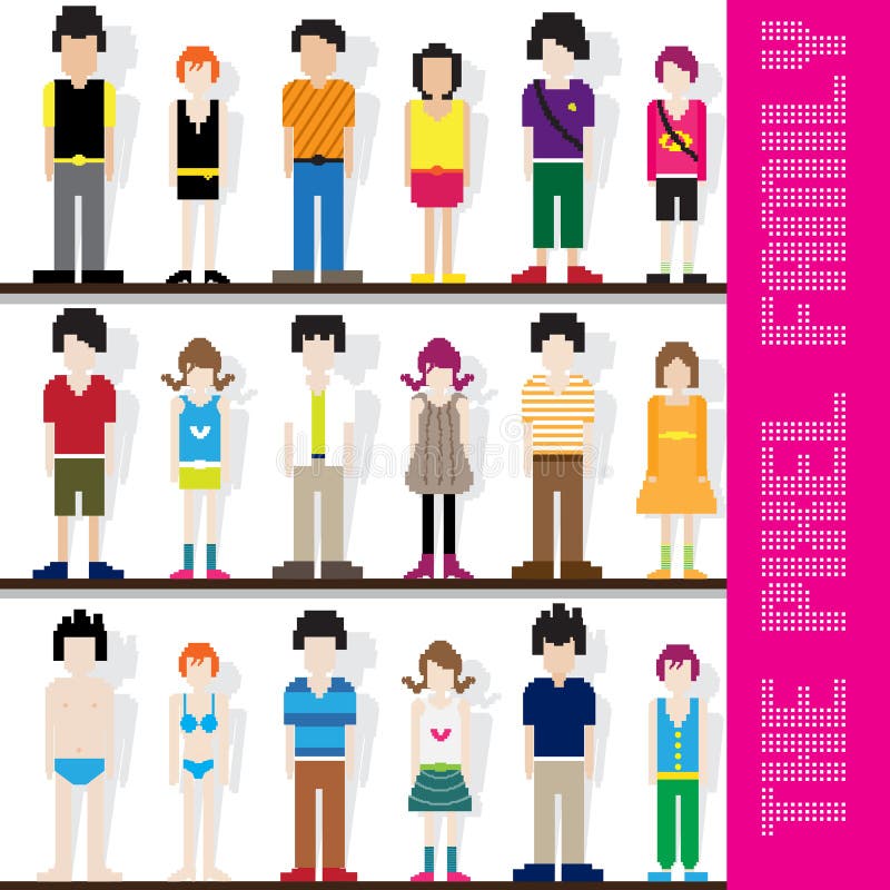 Pixel Family Character stock vector. Illustration of male - 29573692