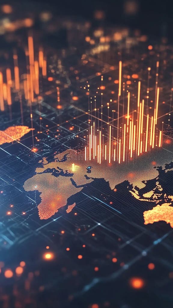 Pixel Financial Data Graph Visualizing the Impact of Global Events. Stock Illustration ...