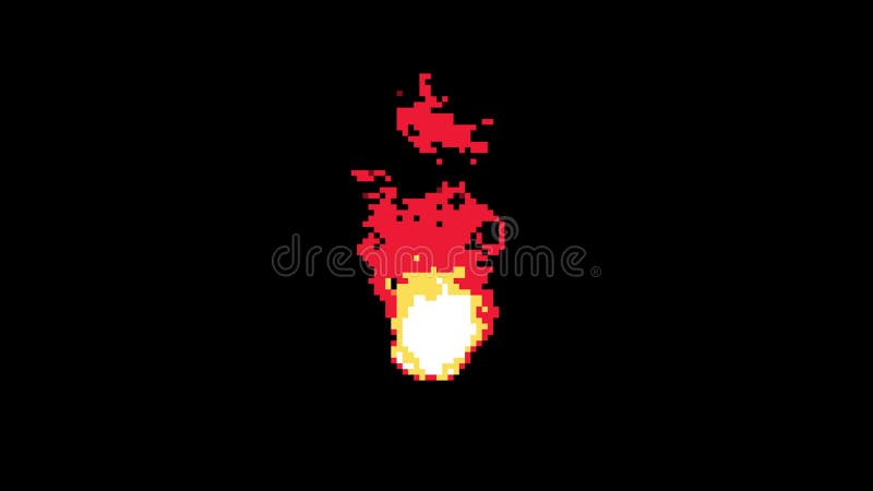 Pixel Fire Animation on a Black Background. Stock Footage - Video of ...