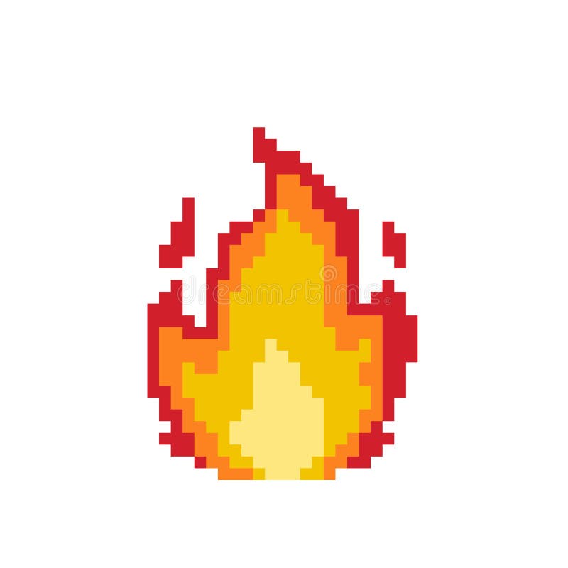 Pixel Fire for 8 Bit Games. Vector Illustration of Cross Stitch and ...