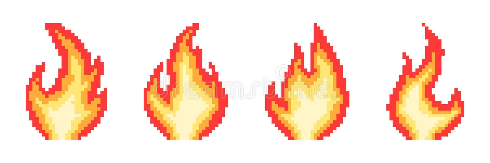 Set of Pixel art fire stock vector. Illustration of heat - 252546020