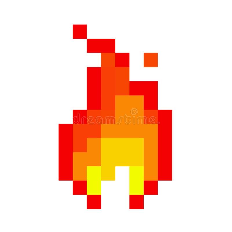 Pixel Fire. Art 8 Bit Fire Objects. Game Icons Set. Comic Boom Flame ...