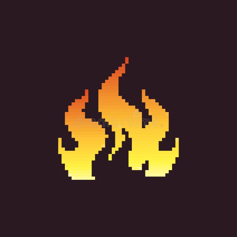 Pixel Fire Icon. Retro-style Flame Graphic Orange and Yellow Gradient ...