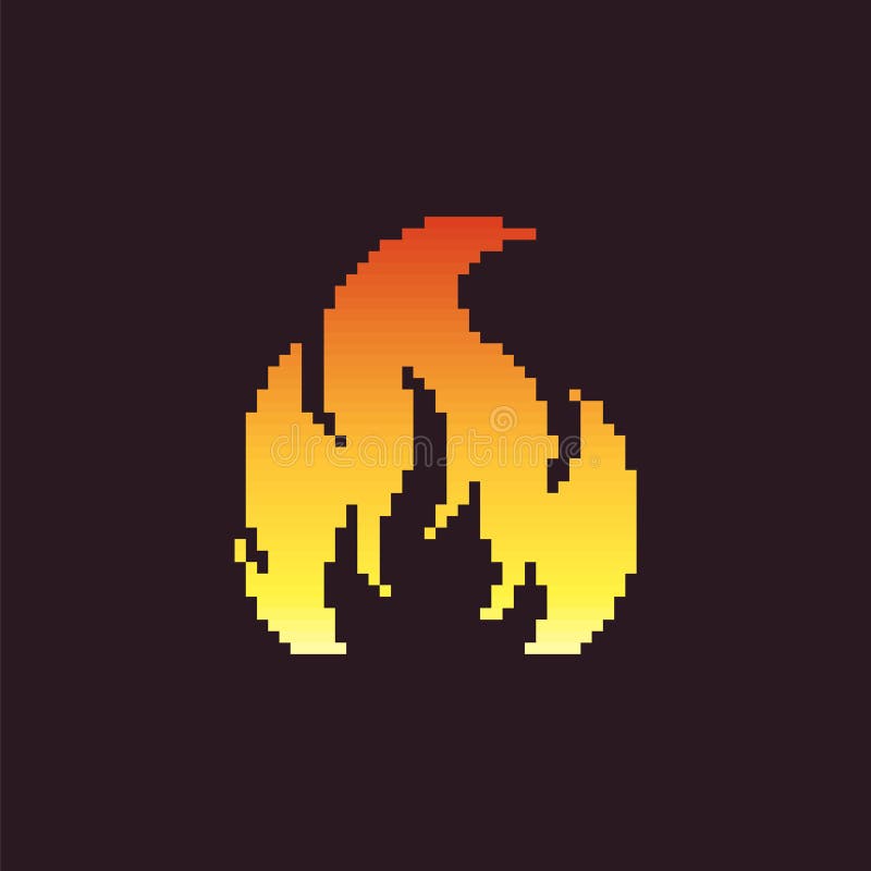 Pixel Fire Icon. Retro-style Flame Graphic Orange and Yellow Gradient ...