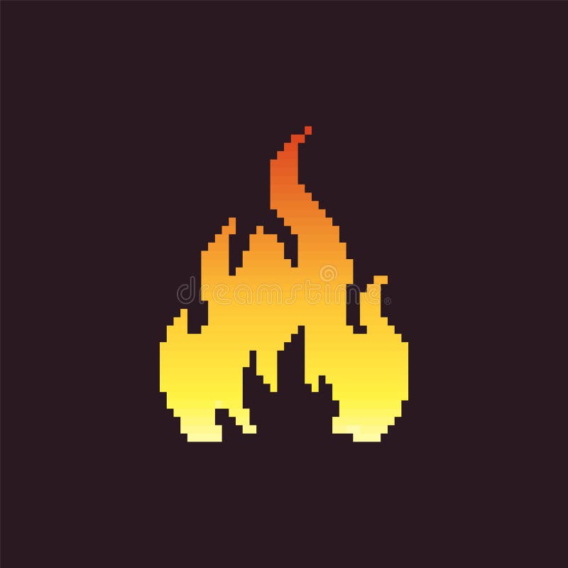 Pixel Fire Icon. Retro-style Flame Graphic Orange and Yellow Gradient ...