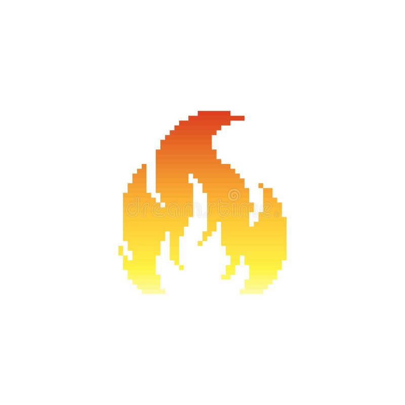 Pixel Fire Icon. Retro-style Flame Graphic Orange and Yellow Gradient ...