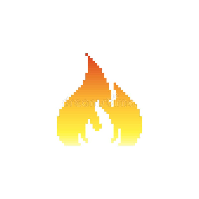 Pixel Fire Icon. Retro-style Flame Graphic Orange and Yellow Gradient ...
