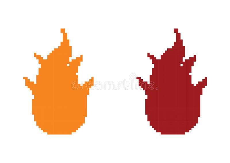 Pixel Fire Illustration with Pixel Theme Stock Vector - Illustration of ...