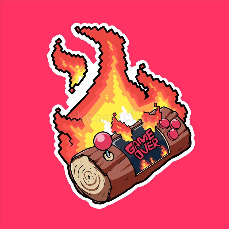 Pixel fire stickers stock vector. Illustration of flammable - 269109459