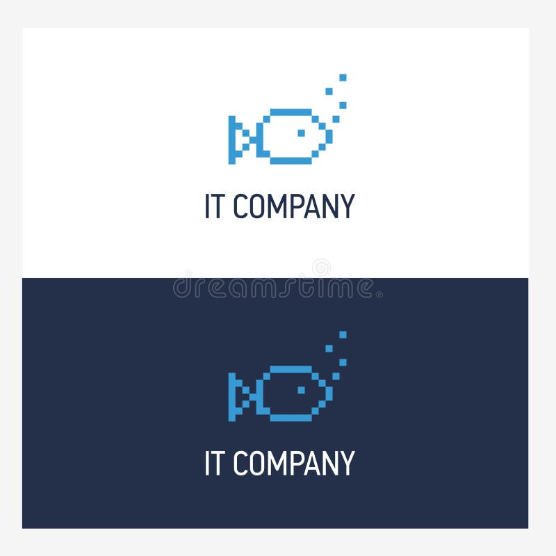 Pixel Fish Logo Design Template with Square Style. it Company Badge ...