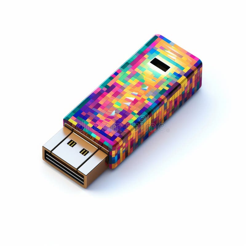 Pixel Flash Drive Icon on White Background Stock Illustration ...