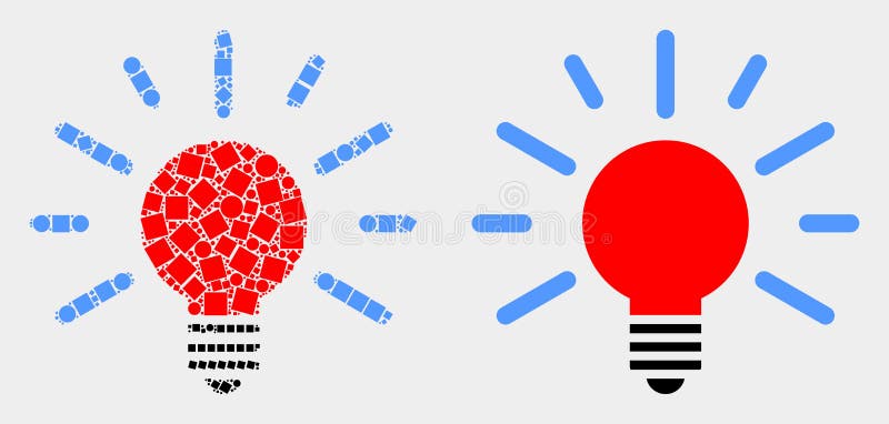 Dotted and Flat Vector Bulb Light Icon Stock Vector - Illustration of ...