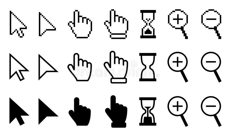 Set of Different Mouse Cursors Stock Illustration - Illustration of ...