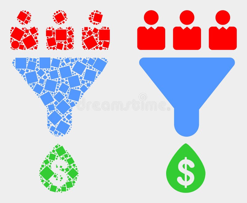 Dotted and Flat Vector Customers Sales Funnel Icon Stock Vector ...