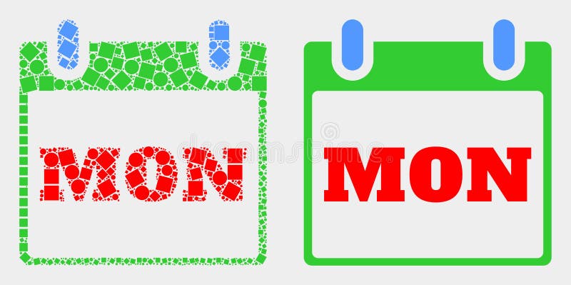 Dotted and Flat Vector Monday Calendar Page Icon Stock Vector ...
