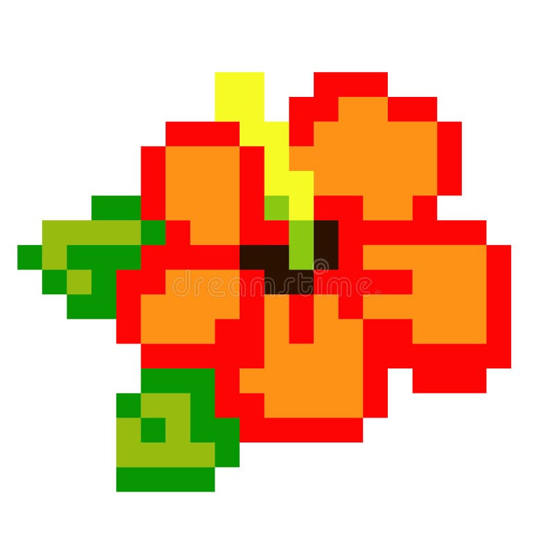 Pixel Art Flower on White Background. 8 Bit. Vector Illustration Stock ...