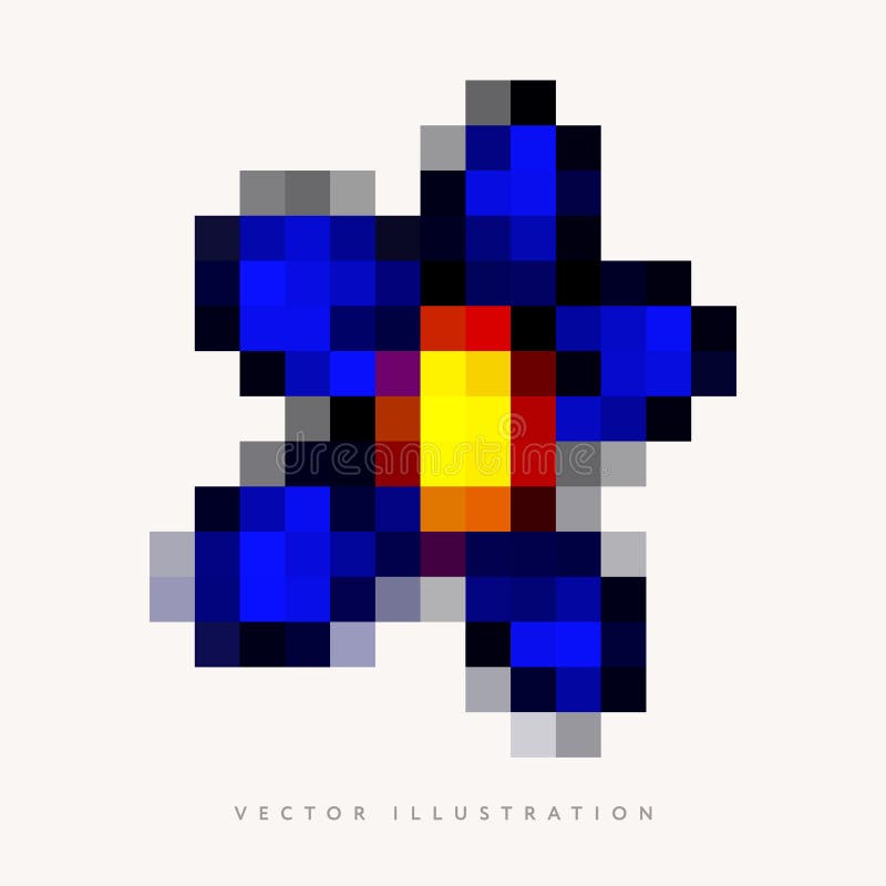 Pixel Flower, Pixel Art for Game Interface. Blue Daisy Magic Game ...