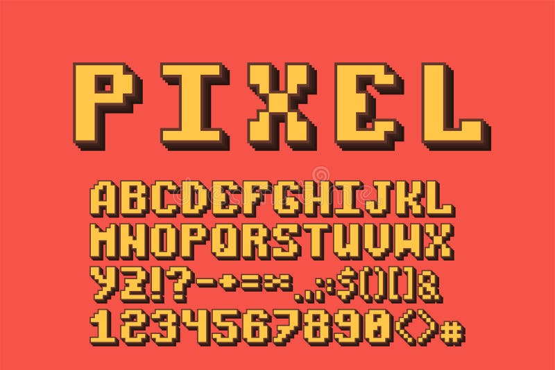 Pixel Font Alphabet Design Retro 3d Effect Stock Illustration ...