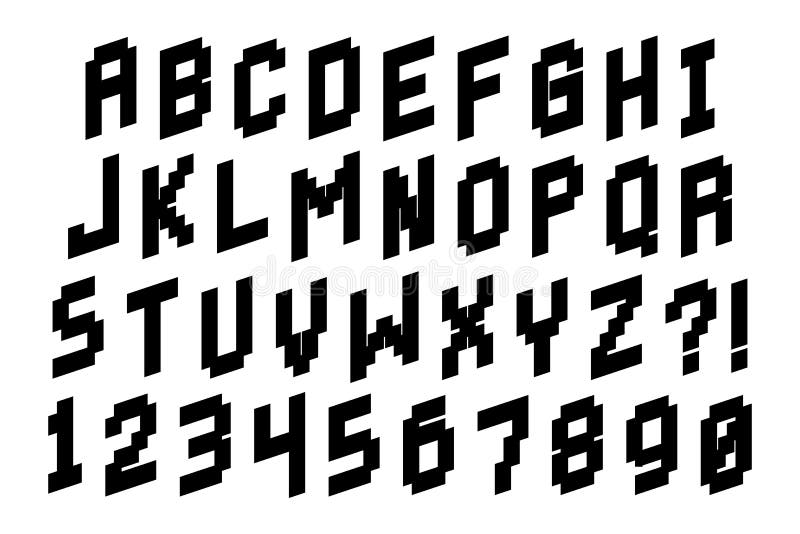 Pixel 3d Font Alphabet And Numbers Isolated Stock Illustration Illustration Of Pixel Numbers