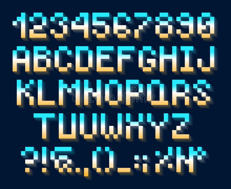 Pixel Font, Alphabet and Numbers Stock Vector - Illustration of pixel ... Pixel Font, Alphabet and Numbers Stock Vector - Illustration of pixel ...