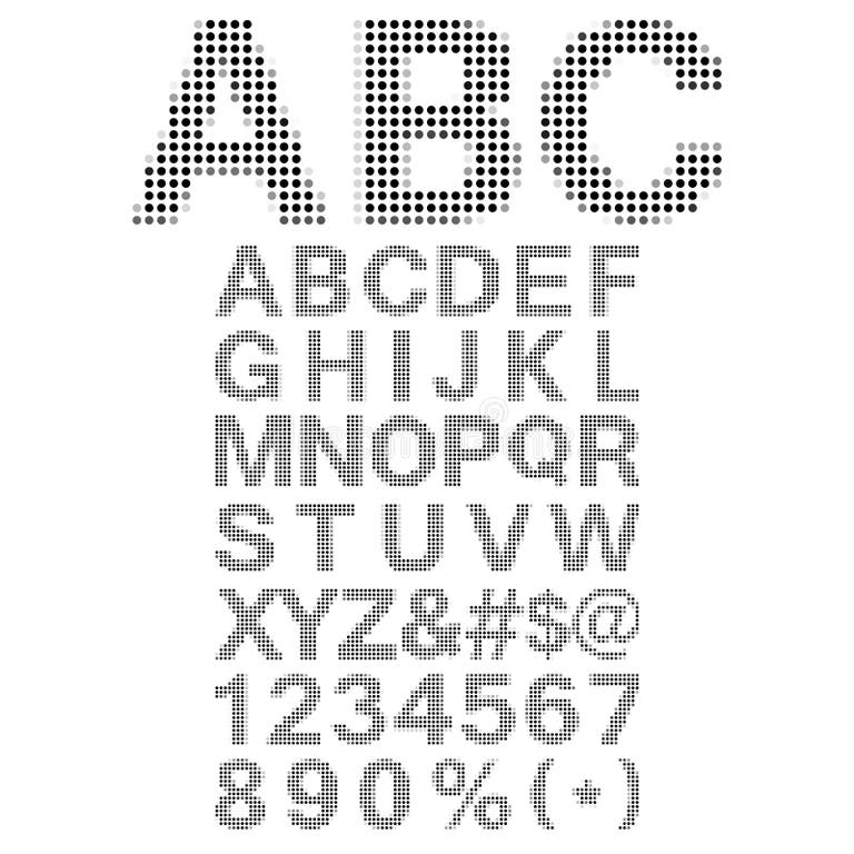 Pixel Font - Alphabets and Numerals Characters in Stock Vector ...
