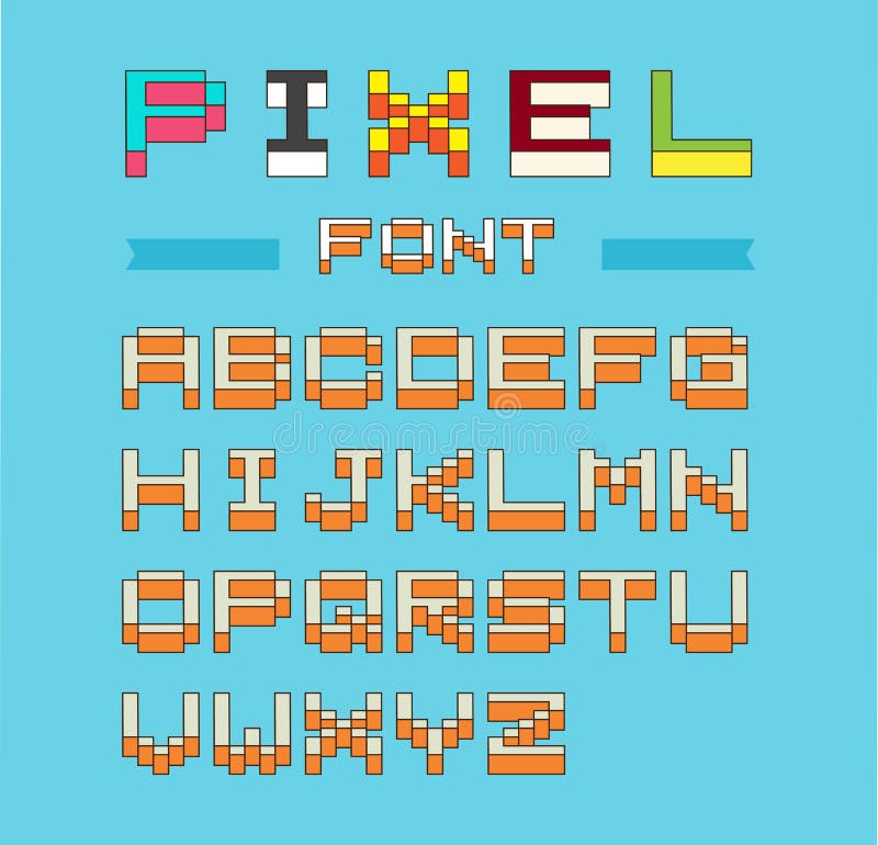 Pixel Font Isometric Vector Set Stock Vector - Illustration of ...