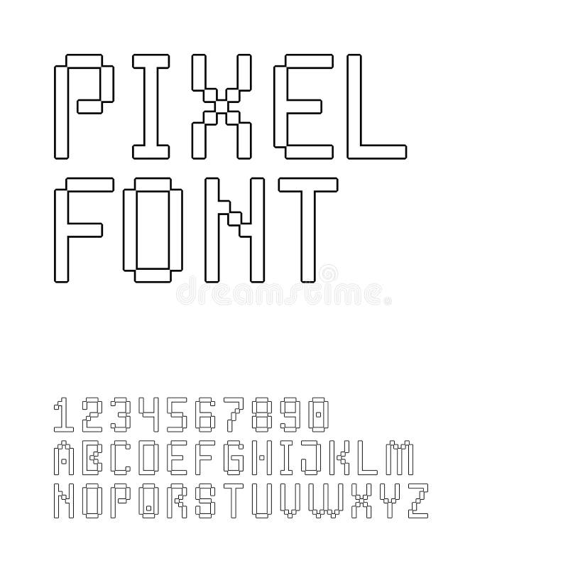 Pixel Font, Vector Letters, Numbers And Signs On Old Computer Led ...