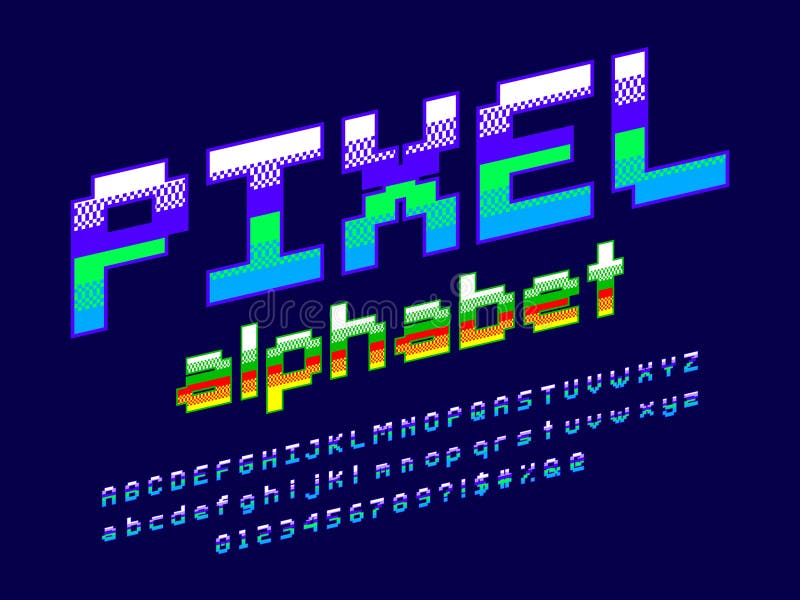 Pixel font stock vector. Illustration of modern, style - 192200554