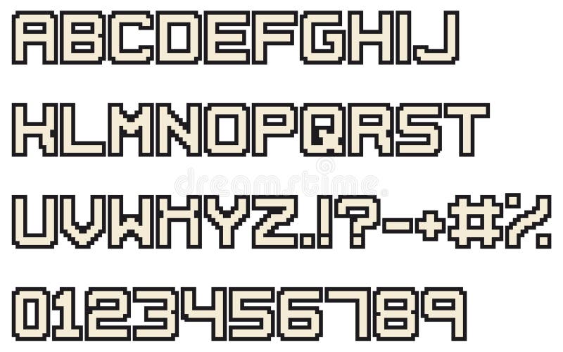 Pixel Font. Video Arcade Computer Game Design 8 Bit Letters and Numbers ...