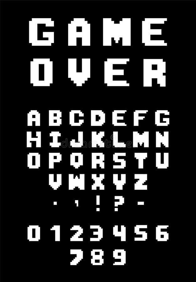 Pixel Font for Video Games. Stock Illustration - Illustration of pixel ...