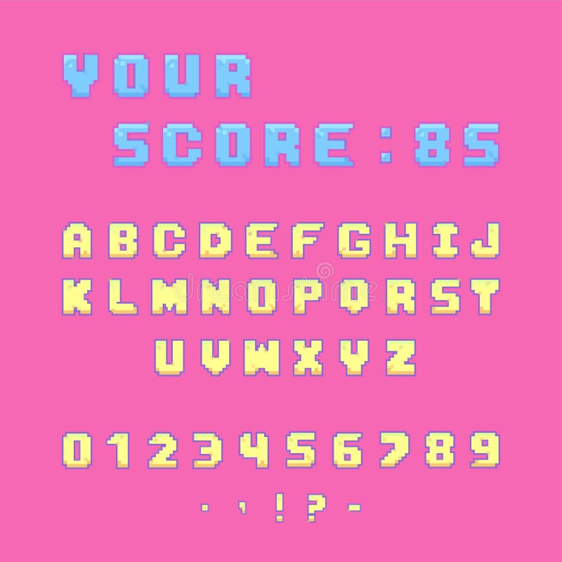 Pixel Font for Video Games. Stock Illustration - Illustration of game ...