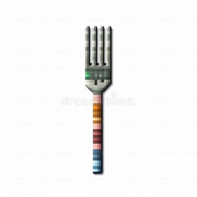 Pixel Fork Icon on White Background Stock Illustration - Illustration ...