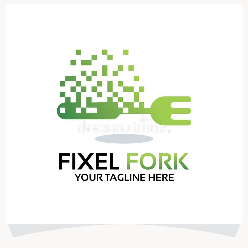 Pixel Fork Icon on White Background Stock Illustration - Illustration ...