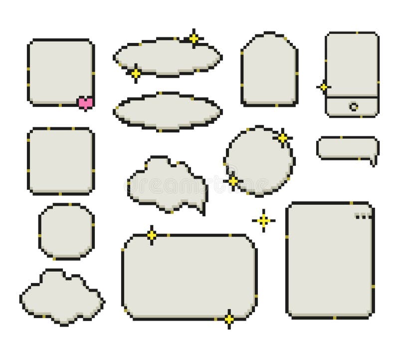 Pixel Frame Border Banner Interface Set Collection Retro 8-bit Vector ...