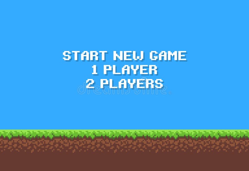 Pixel 8bit Game Vector Background with Ground and Cloudy Sky Panorama ... Pixel 8bit Game Vector Background with Ground and Cloudy Sky Panorama ...