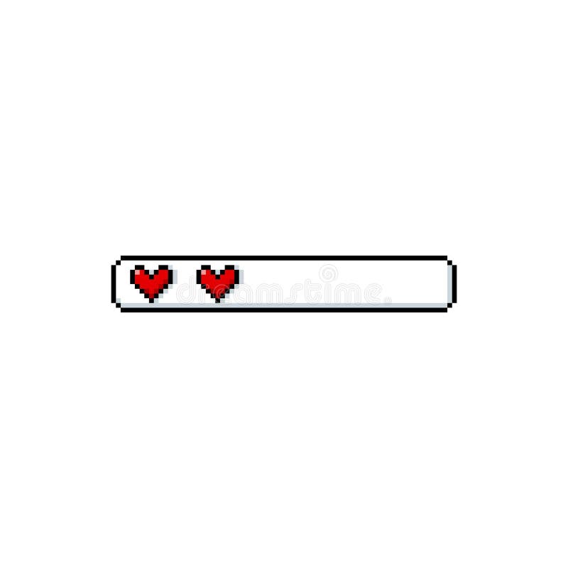 Pixel Game Bar with Two Red Hearts, 8-bit Retro Video Game Style. Stock ...
