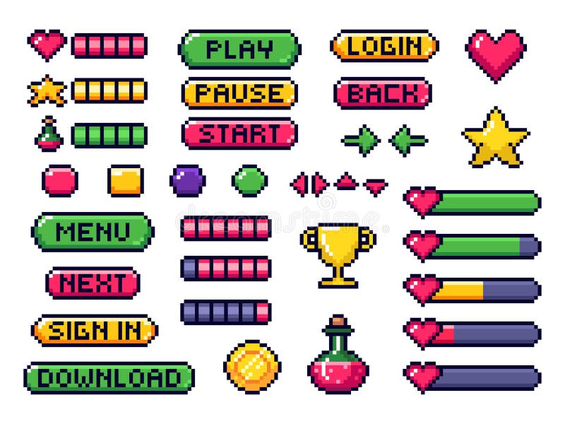 Pixel Game Buttons. Games UI, Gaming Controller Arrows and 8 Bit Pixels ... Pixel Game Buttons. Games UI, Gaming Controller Arrows and 8 Bit Pixels ...