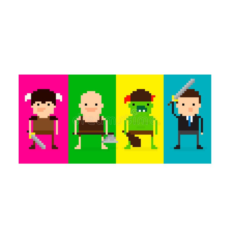 Pixel Game Characters stock vector. Illustration of gamification - 57654083