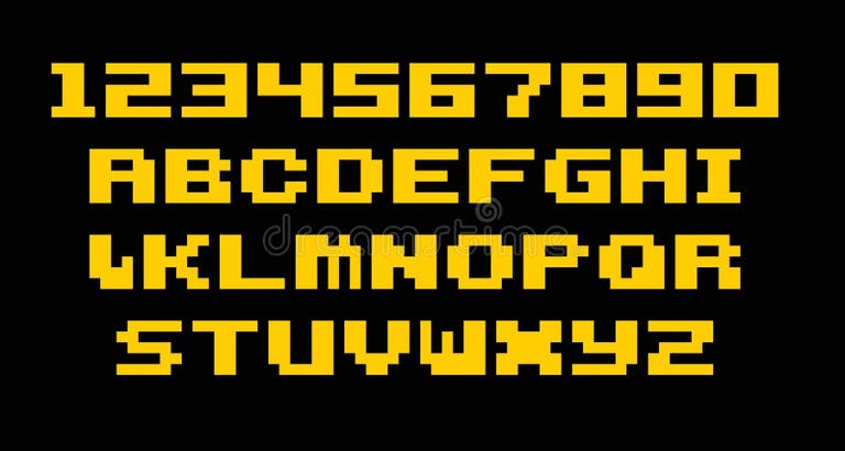 Pixel Game Font. Arcade Alphabet Symbols, Retro Console Text Elements ...