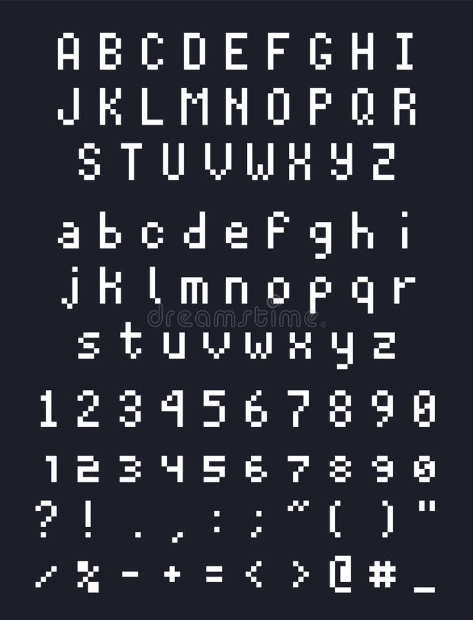 Pixel Game Font Retro Styled Stock Vector - Illustration of alphabet ...