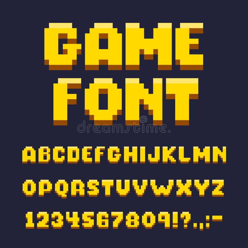 Pixel Game Font Set, Text and Typography Elements Stock Vector ...