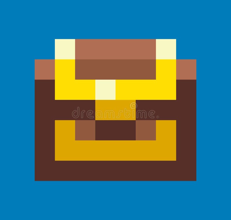 Wooden Box Locked Castet with Wealth Gold Pixel Stock Vector ...