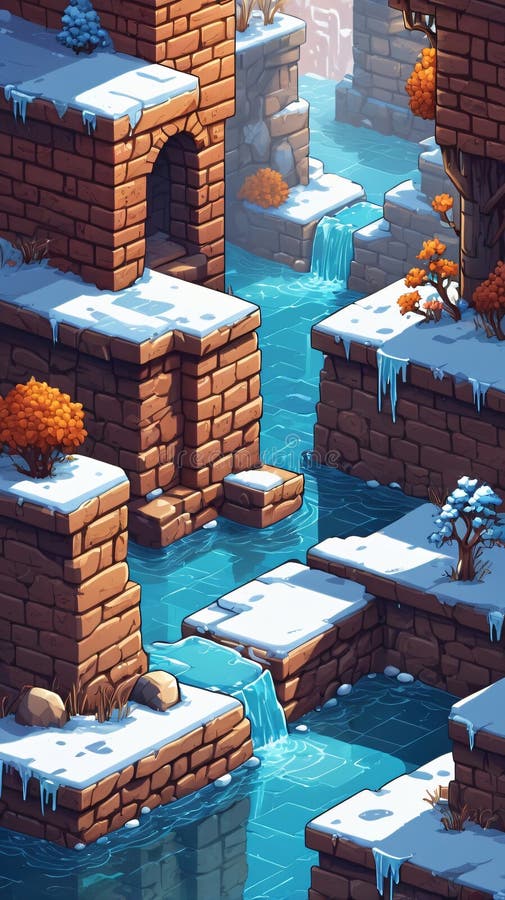 Pixel Game Level Design. Platform Game Asset, Brick, Stones Building 8 ...