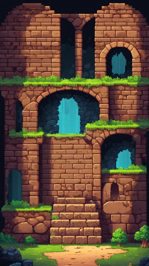 Pixel Game Level Design Platform Game Asset Fantasy 8 Bit Environment Building With Stone