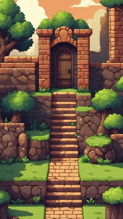 Pixel Game Level Design. Platform Game Asset, Fantasy 8 Bit Environment ...
