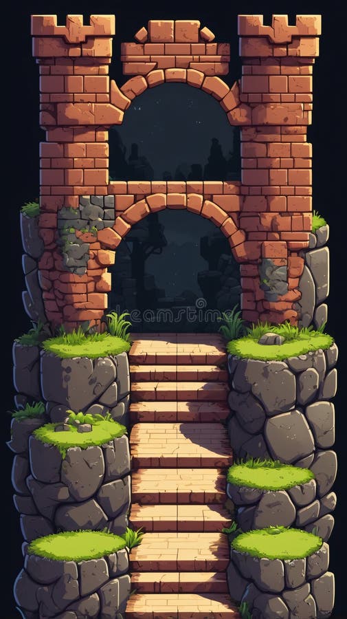 Pixel Game Level Design. Platform Game Asset, Fantasy 8 Bit Environment ...