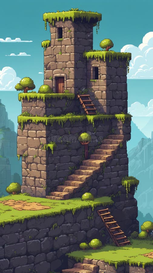 Pixel Game Level Design. Platform Game Asset, Fantasy 8 Bit Environment ...