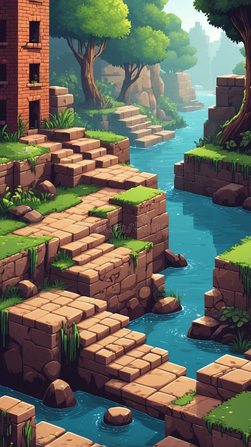 Pixel Game Level Design Platform Game Asset Fantasy 8 Bit Environment Building With Stone