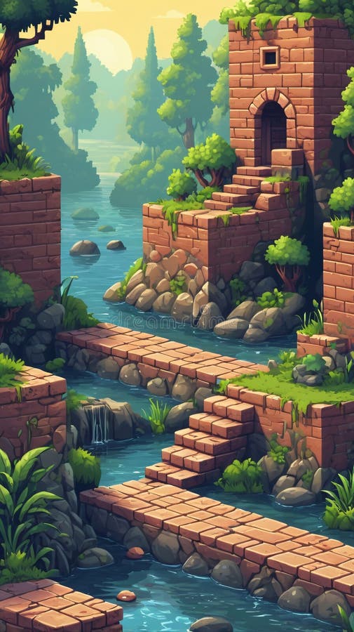 Pixel Game Level Design. Platform Game Asset, Fantasy 8 Bit Environment ...